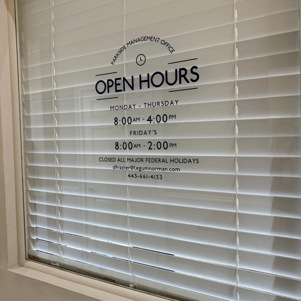 Store Hours Decal - Hours of Operation Stickers - Business Hours Door ...