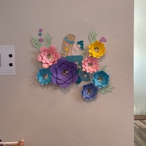 Mermaid Set Flowers Large Paper Flowers Little Mermaid Decor Mermaid ...