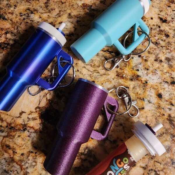 3D Printed Mini Tumbler Keychain 2-pack: Chapstick Holder Accessory ...