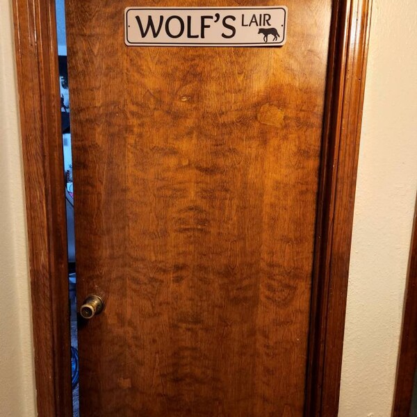 Wolf's Lair Sign, Custom Lake House Street Sign, Metal Wolf Lover Gift ...