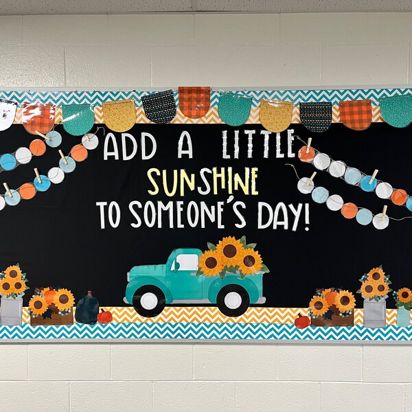 Sunflower Truck - Back to School - Fall Bulletin Board Kit - Etsy
