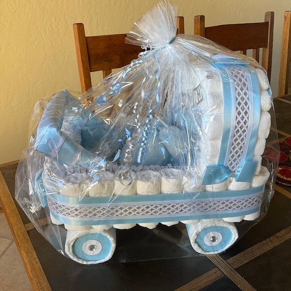 Elegant Diaper Stroller/ Baby Shower Gift/ Elegant Centerpiece/ Baby ...