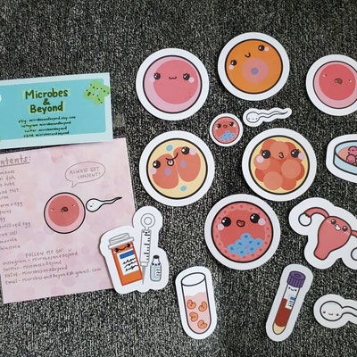 Cute IVF Fertility Sticker Set Science Kawaii In-vitro Fertilization ...