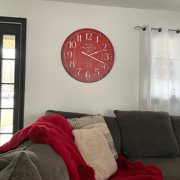 Harbor Red Wall Clock, Large Wall Clock, Choose From 8 Sizes. Extra ...