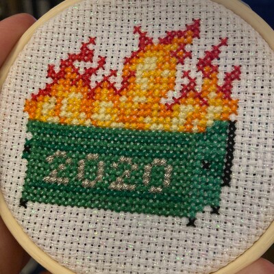 Dumpster Fire 2020 STAY at HOME Cross Stitch Chart Pattern PDF ...