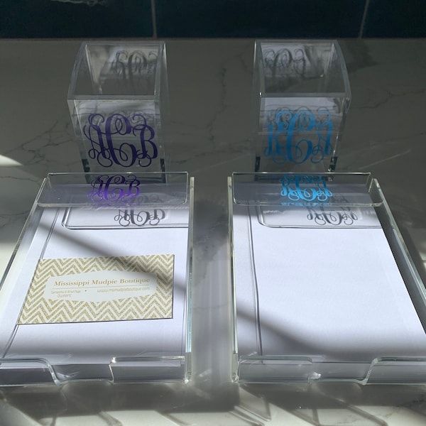Personalized Acrylic Notepad Holder, Monogrammed Notepad Holder, Personalized Notepad, Teachers ...