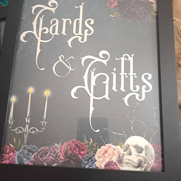 Gothic Cards & Gifts Sign With Roses and Skull. Gothic Wedding Party ...