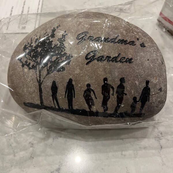 7in Grandma Garden Rock 3in Name Stones Add Kids Custom Order Carved ...