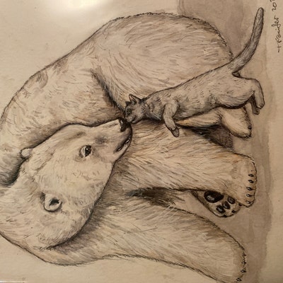 Mermaid Bear Art Prints Bear Art Cute Animal Art Mermaid - Etsy