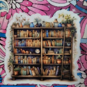 Cute Bookstore With Blooming Flowers Sticker Bookstore Sticker ...