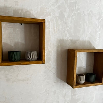 Square Floating Shelf Quality Wood Shelf Birch Shelf Library Handmade ...