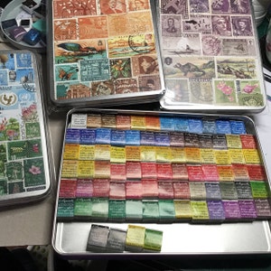 Abstract Stamp Art, Multicolour Wall Art Framed Upcycled Postage Stamp ...