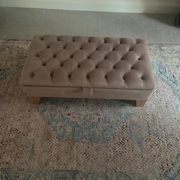 Small Buttoned Footstool Pouffe - Plush Velvet Crimson Red Mini Stool ...
