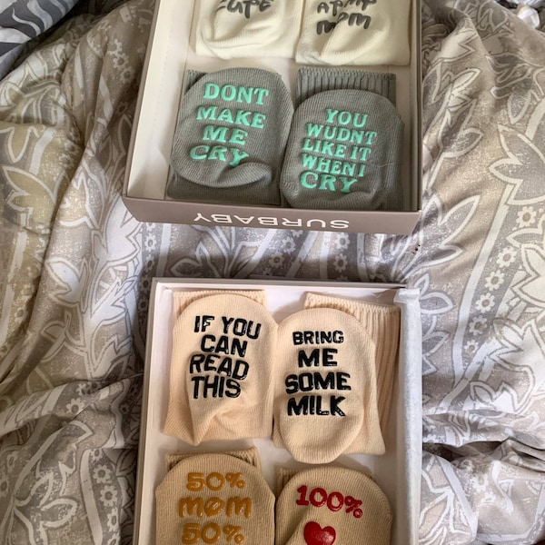 Baby Socks - Funny Quotes (4 Unique Pairs) Girls/boys Infant Socks Baby ...