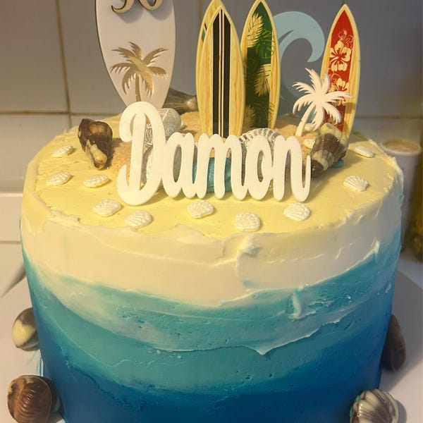 Surfboard Cake Topper, Surf Theme Party, Surfer Cake Topper, Teenage ...