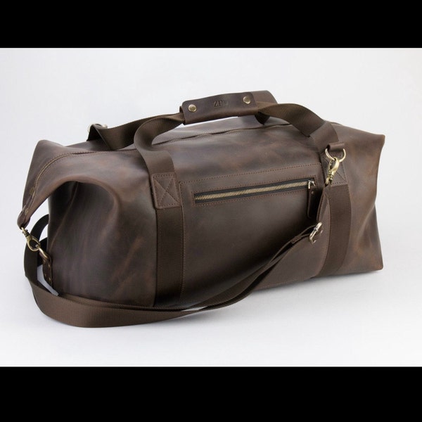 Brown Leather Duffle Bag, Brown Weekender Bag, Monogrammed Duffel, Best ...