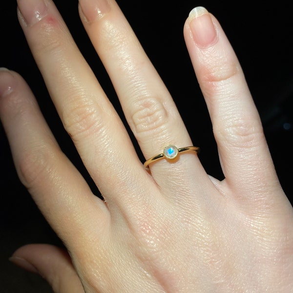 Moonstone Ring - Real Moonstone Ring, Gemstone Ring, Dainty Ring ...