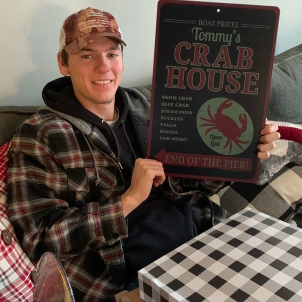 Crab House Sign, Personalized Seafood Restaurant Name Sign, End of the ...