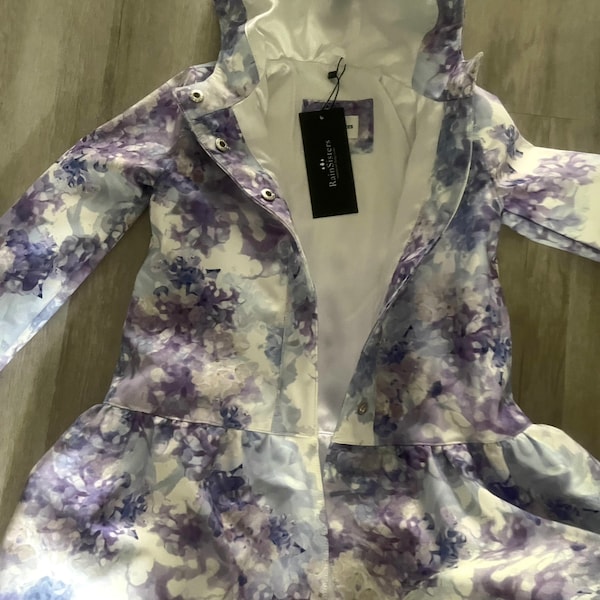 Soft Beige-pink Shade Color Raincoat With White Floral Print. Double ...