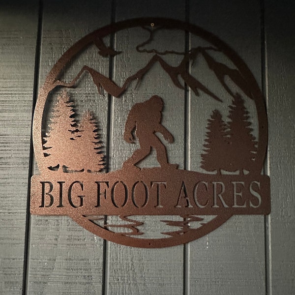 Outdoor Sasquatch Custom Name Metal Sign | Bigfoot Mountain Metal Sign ...