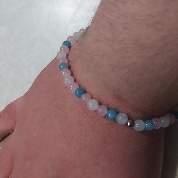 Transgender Pride Flag Beaded Gemstone Bracelet - Etsy