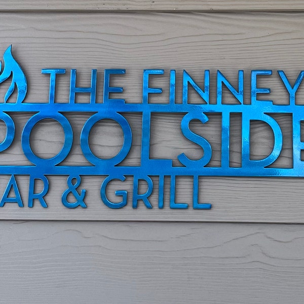 Personalized Bar & Grill Sign Metal Wall Art | Outdoor Patio Decor ...