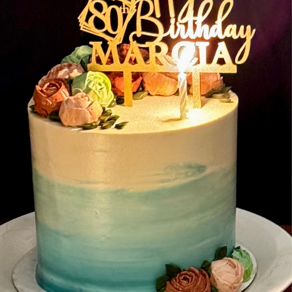 Custom Wood Birthday Cake Topper: Any Age, Personalized Name - Etsy