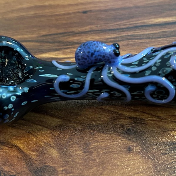 Glass Octopus Pipe - Purple & Black Hand Blown Smoking Pipe - Glass ...