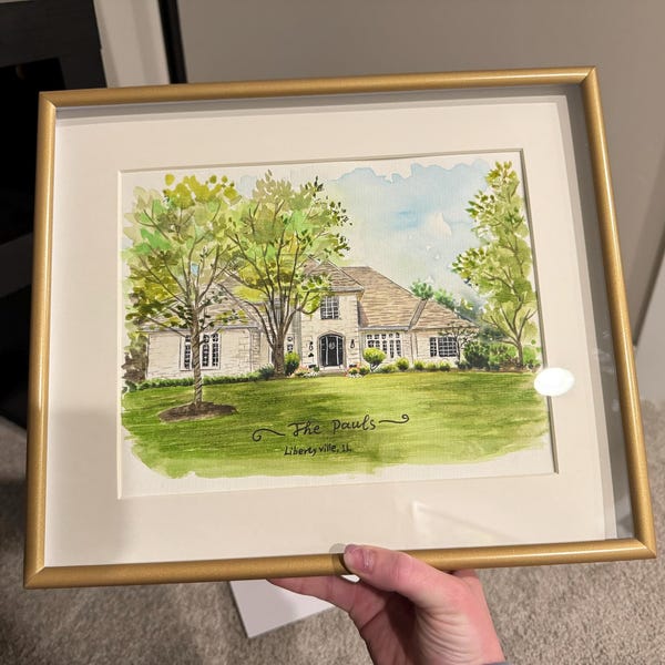 Personalized Watercolor House Portrait, Hand-painted Home Portrait ...
