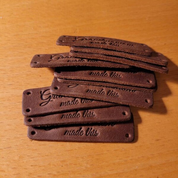 Personalized Leather Labels, Leather Tags , Custom Labels, Knitting ...