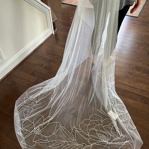 ANNA Drop Royal Floral Cathedral Veil/floral Cathedral Veil/ | Etsy