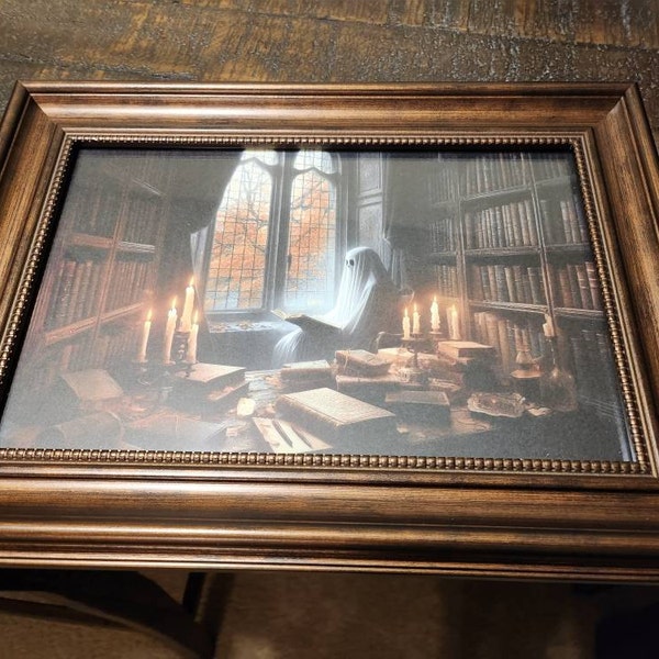 Ghost Reflection on Vanity Mirror Wall Art | Spooky Ghost Makeup Room ...