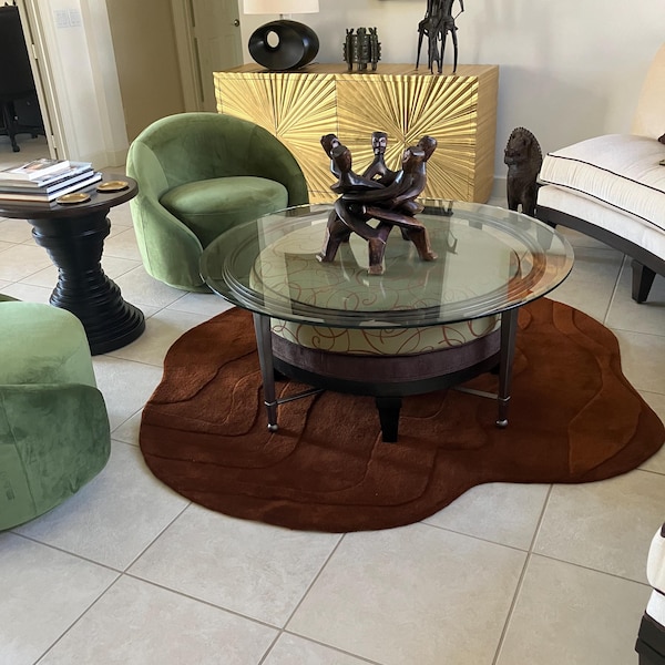 The Rugs Story - Terrain Round Rust Handmade Area Rug Wool Irregular ...