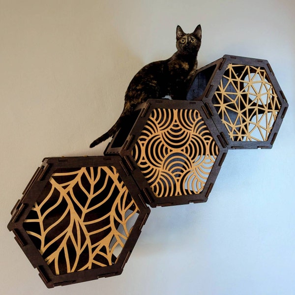 Hexagon Honeycomb Cat Shelves - Stylish Wall-mounted Furniture for Your ...