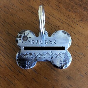 Rustic Dog ID Tag Hand Stamped Personalized Dog Bone ID Dog Name Tag ...