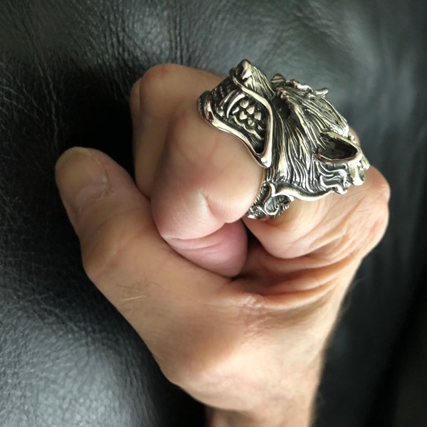 Werewolf Ring, Silver Wolf Ring, Mens Silver Ring, Wolf Head Ring, 925 ...