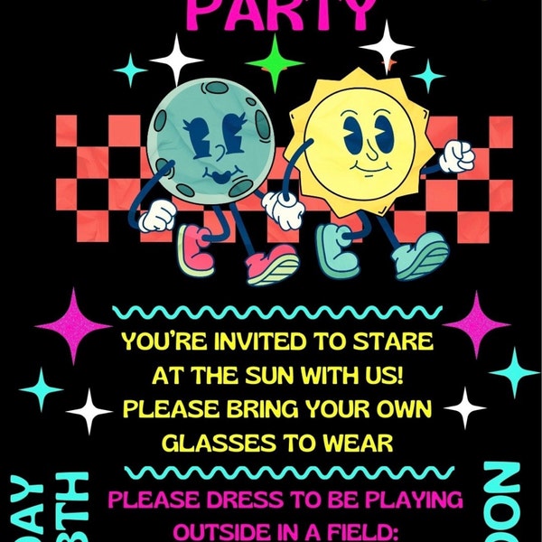 Editable Solar Eclipse Party Invitation, Printable Editable Template in ...