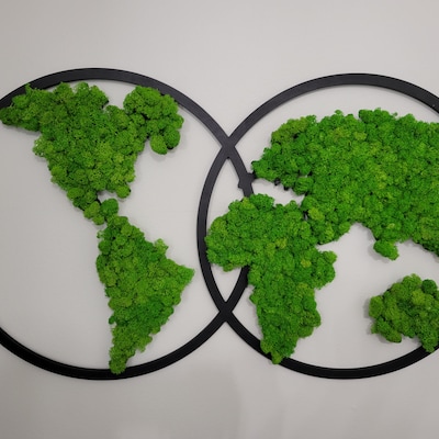 Moss World Map, Preserved Moss Wall, Housewarming Gift, 5th Anniversary ...