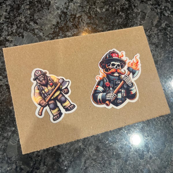 Skeleton Firefighter Sticker, Firefighter, Bunker Gear, Fireman, Ax ...