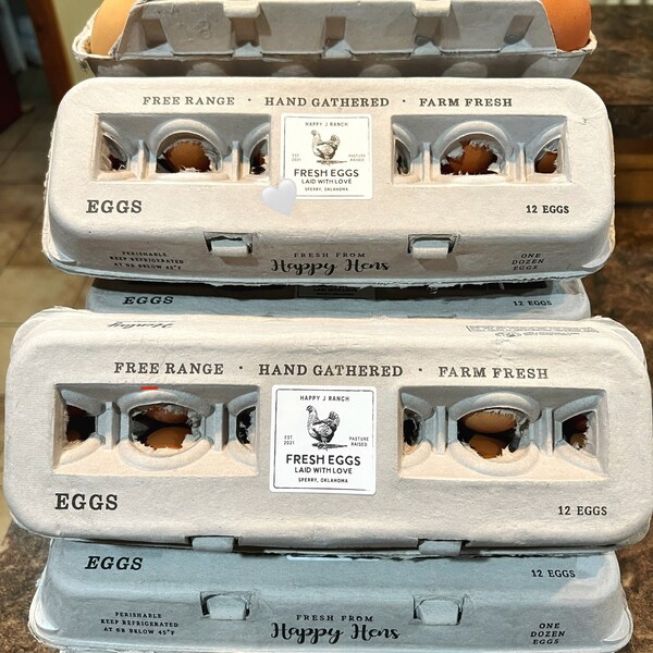 Split-apart Egg Cartons Vintage Printed Design Each Carton Can Split ...