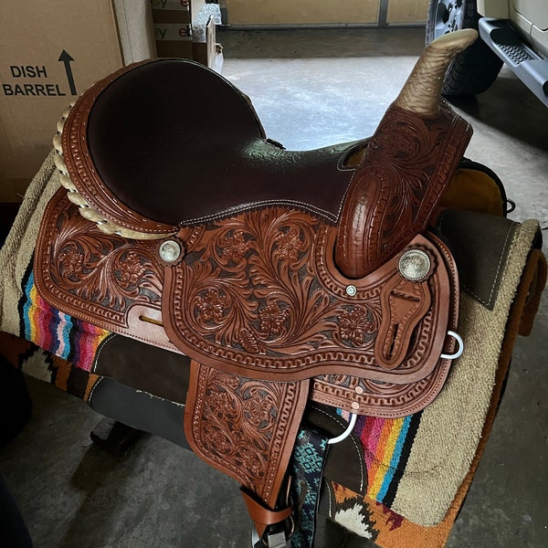 Wade Tree A Fork Premium Western Leather Roping Ranch Work Horse Saddle ...