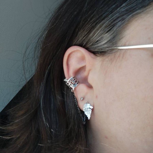 Ear Cuff Medieval Fantasy Elven Dagger, Antique Silver Sword, Clip and ...