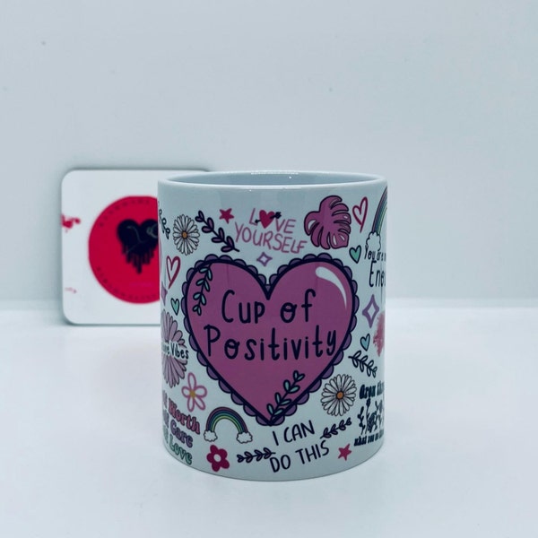 Cup of Positivity Mug PNG, 11oz Mug Wrap for Sublimation, Sublimation ...
