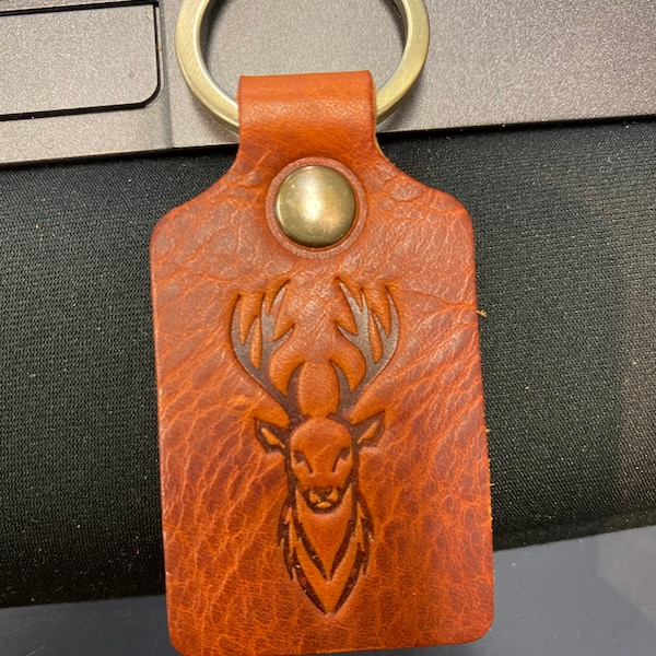 Handmade Leather Highland Stag Key Chain: Scottish Souvenir - Etsy