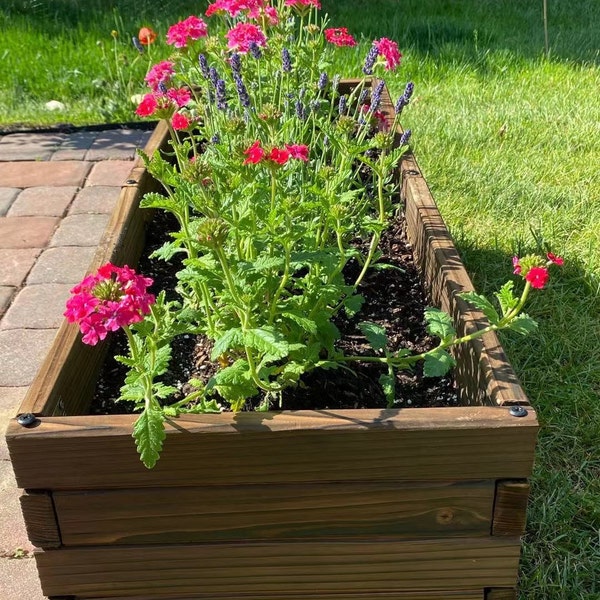 Outdoor Wooden L-shaped Corner Planter Box 64x16inches Garden Planter ...