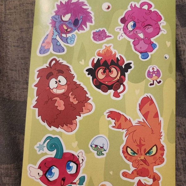 Moshi Y2K Monster INSPIRED A6 Matte Sticker Sheet - Etsy UK