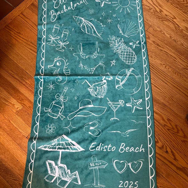 Bachelorette Beach Towel, Last Toast on the Coast Towel, Personalized ...