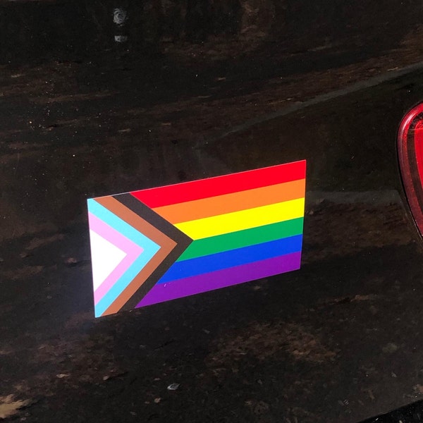 Progress Pride Flag LGBTQ POC Transgender Flag - Vibrant Color Vinyl ...
