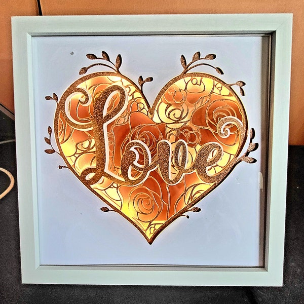 3D Love Roses Shadow Box, Valentines Day Shadow Box, Layered Paper Art ...
