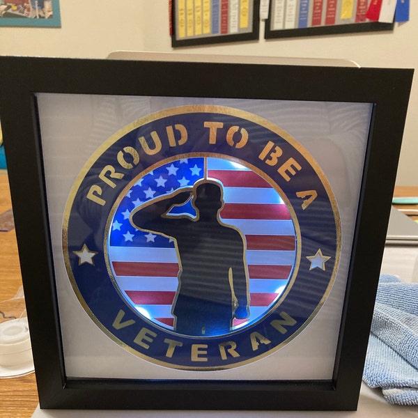 Veteran Shadow Box, Soldier SVG Layered Design for Cricut Silhouette ...